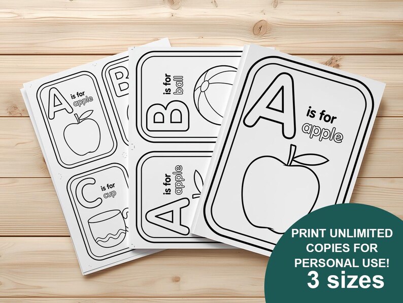 ABC Coloring Pages for Toddlers - Digital Download PDF + JPG - 3 Sizes ...