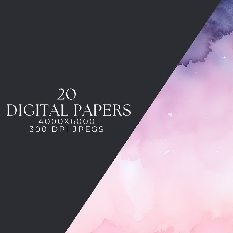 Watercolor Gradient Digital Paper Pack, Pink Ombre Watercolor Printable ...