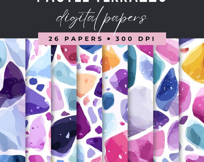 Terrazzo Digital Paper, Terrazzo Patterns for Wallpaper or Backgrounds ...