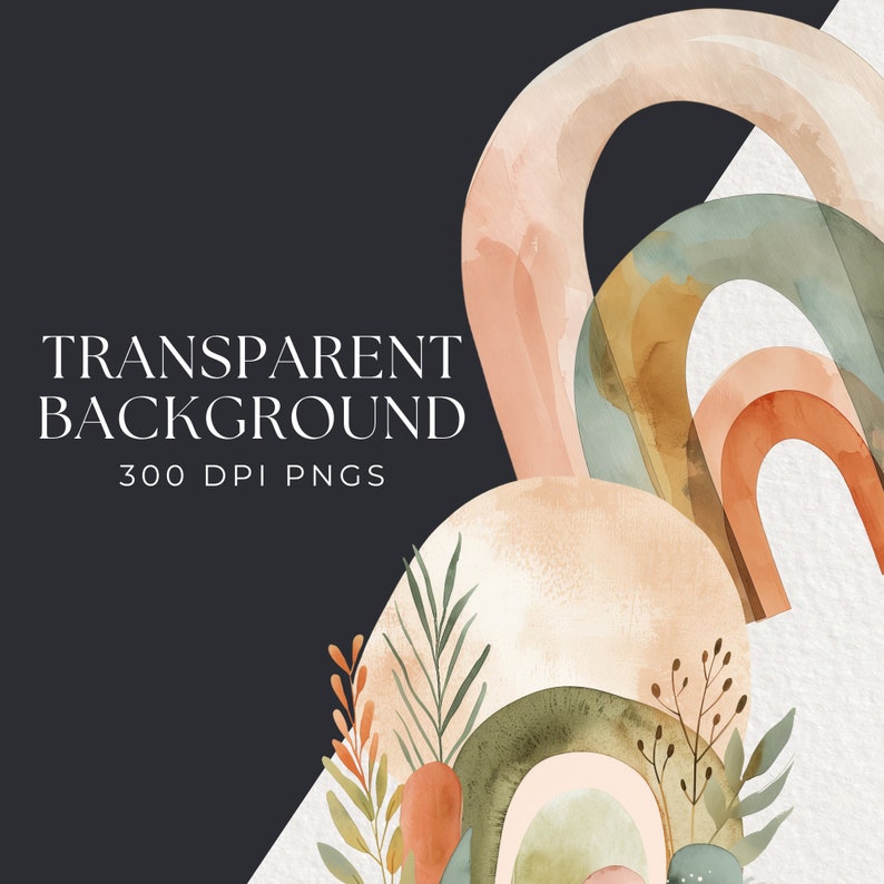 Boho Pastel Arches Clipart, Watercolor Boho Themed Clip Art, Commercial ...