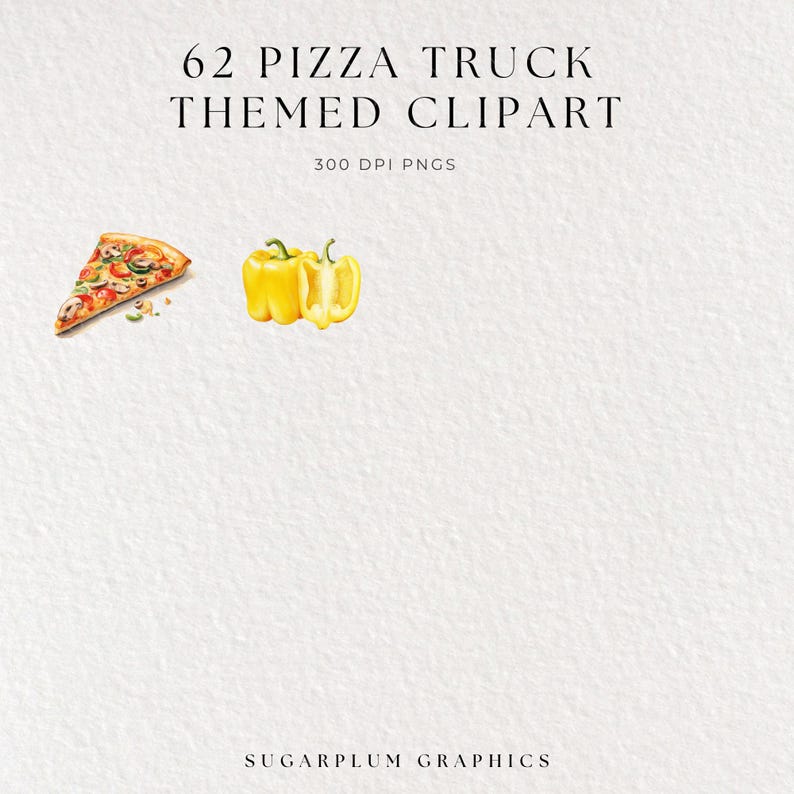 Pizza Truck Clipart Set, Watercolor Pizza and Italian Food ...