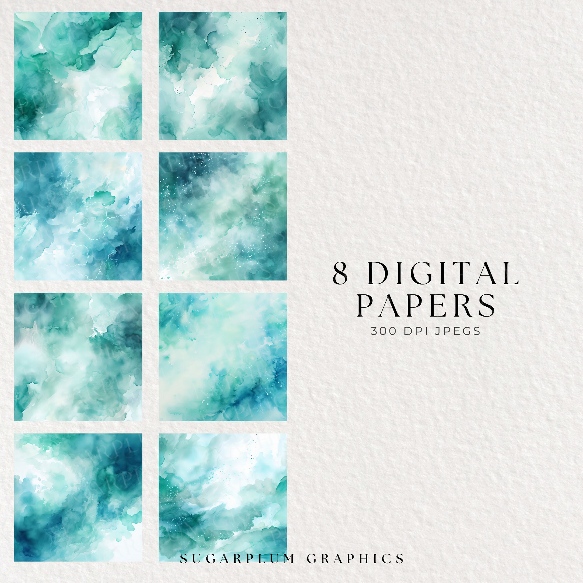 Teal Watercolor Splash Digital Paper Pack, Vibrant Watercolor Splash ...