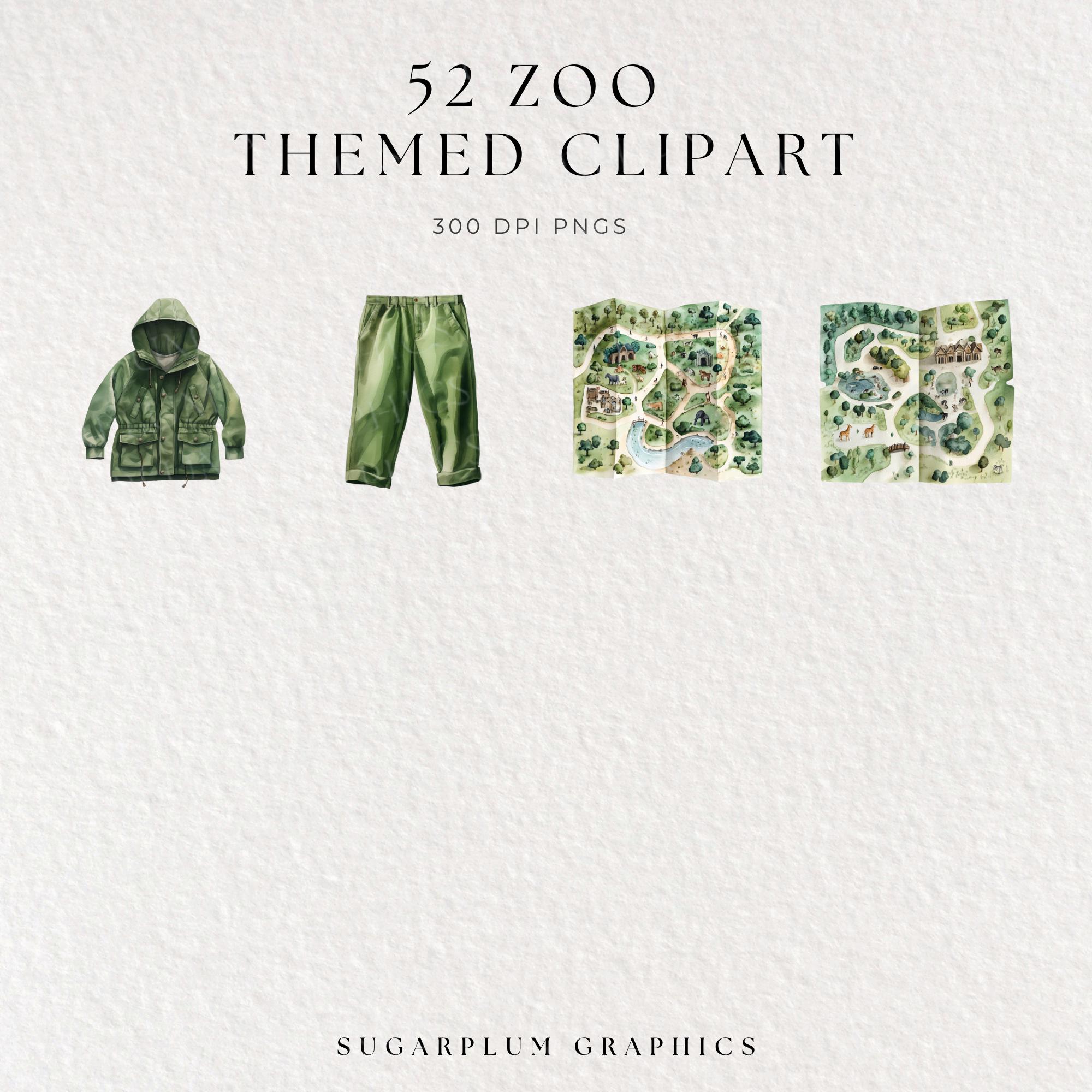 Zoo Animal and Zoo Keeper Clipart, Watercolor Safari and Jungle Themed ...