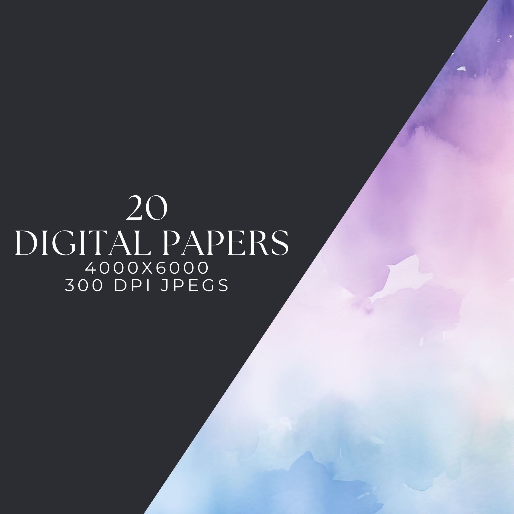 Watercolor Gradient Digital Paper Pack, Purple & Blue Ombre Watercolor ...