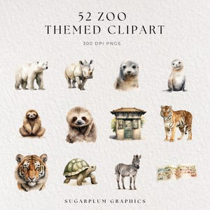 Zoo Animal and Zoo Keeper Clipart, Watercolor Safari and Jungle Themed ...