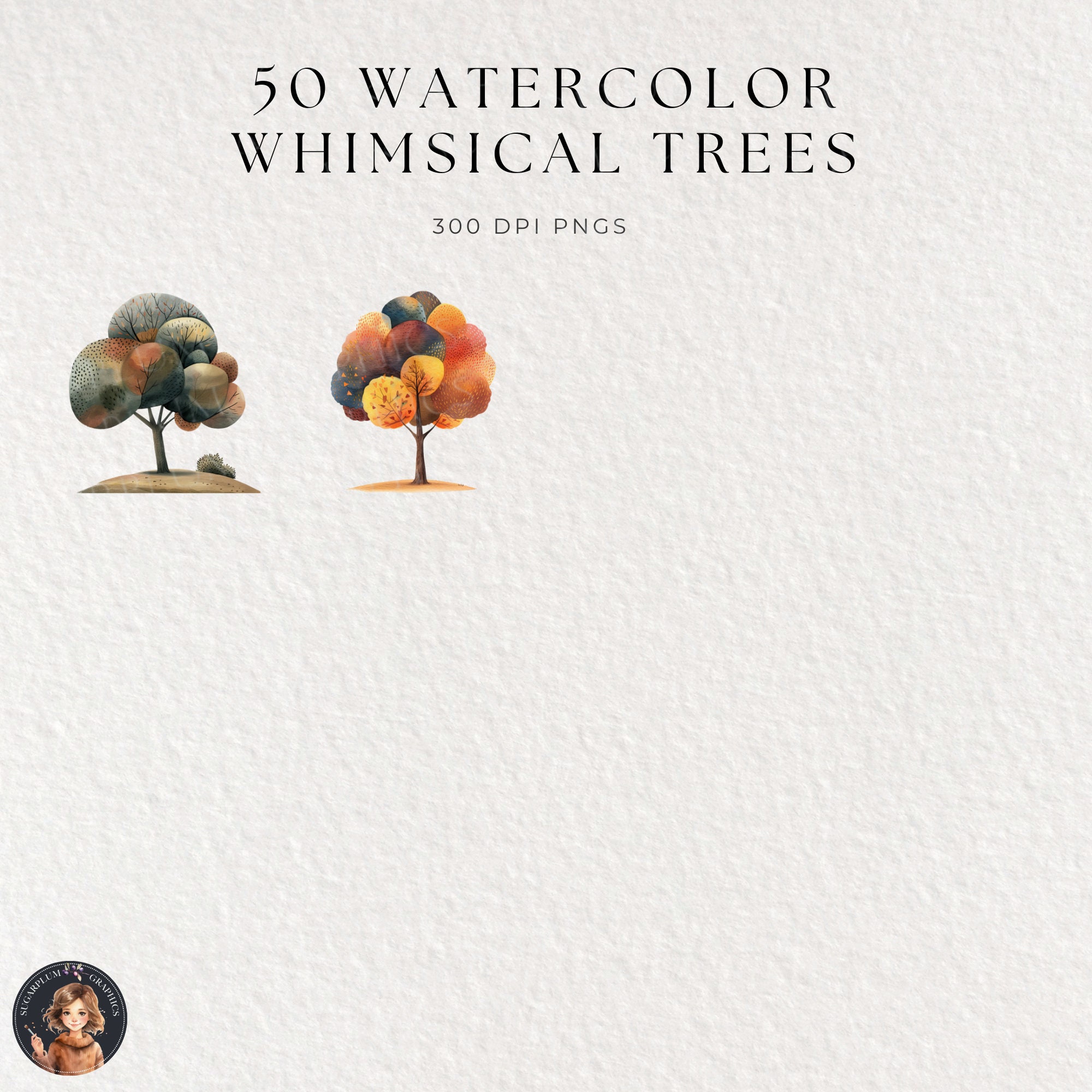 Watercolor Whimsical Trees, Watercolour Woodland Forest Clipart Pack - Etsy