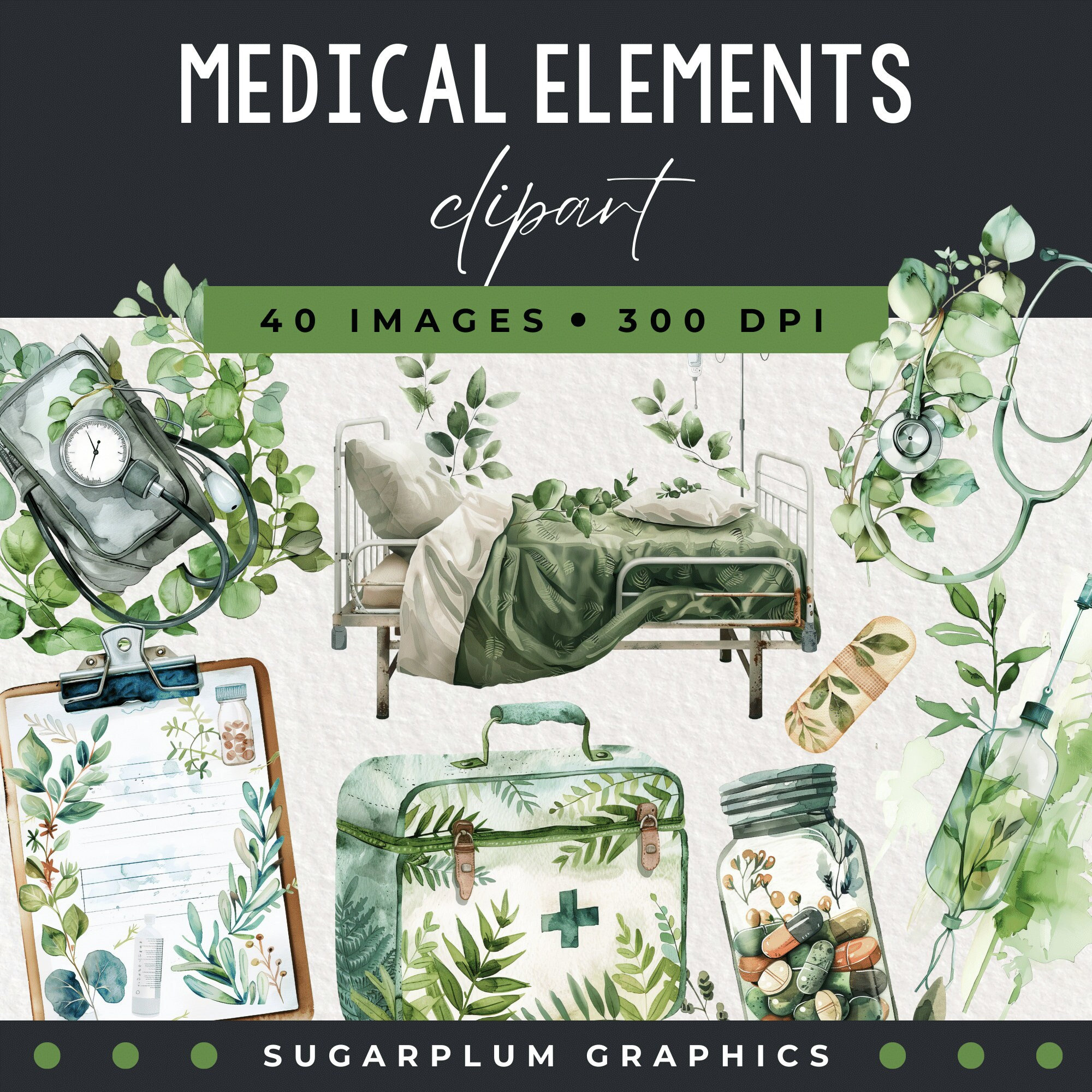 Medical Clipart for Those With Chronic Illness, Watercolor Medical ...
