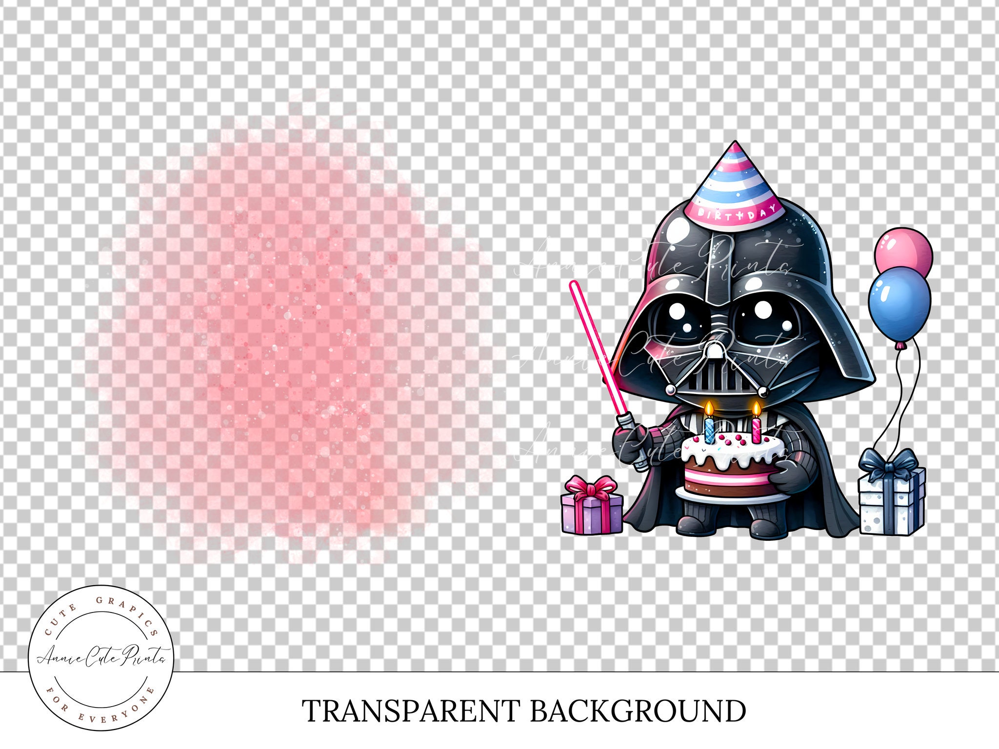 Cute Darth Vader Superhero Birthday Clipart Digital Cartoon Character ...