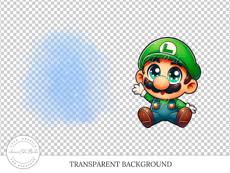Cute Luigi From Super Mario Clipart - Super Mario Prints - Baby Shower ...