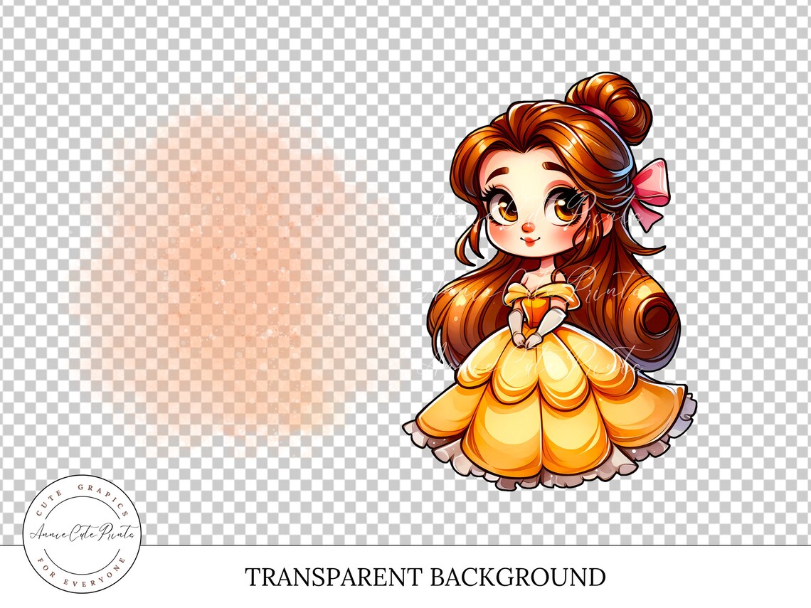 Cute Belle Princess PNG Clipart Transparent Background Digital Instant ...