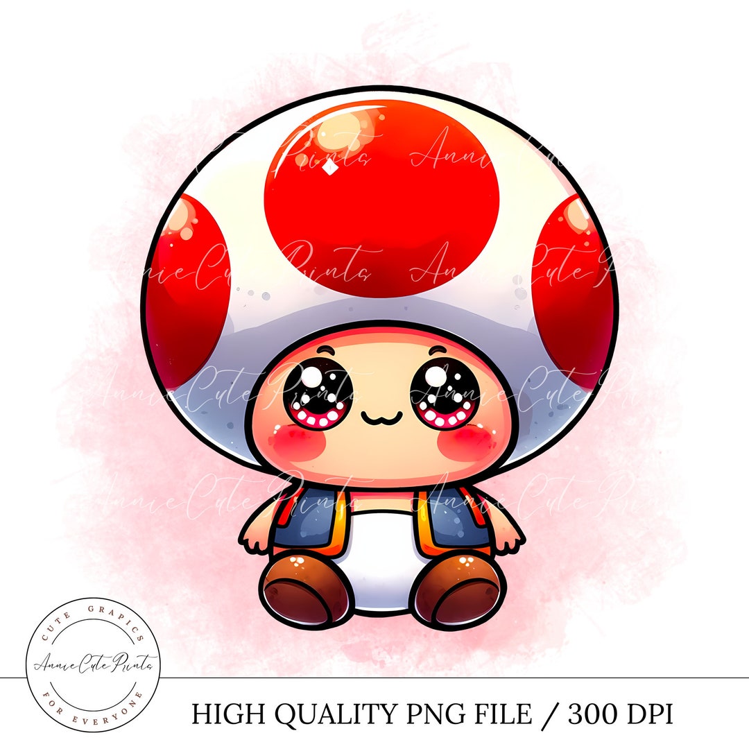 Cute Super Mario Toad Clipart - Super Mario Prints - Baby Shower Gift ...