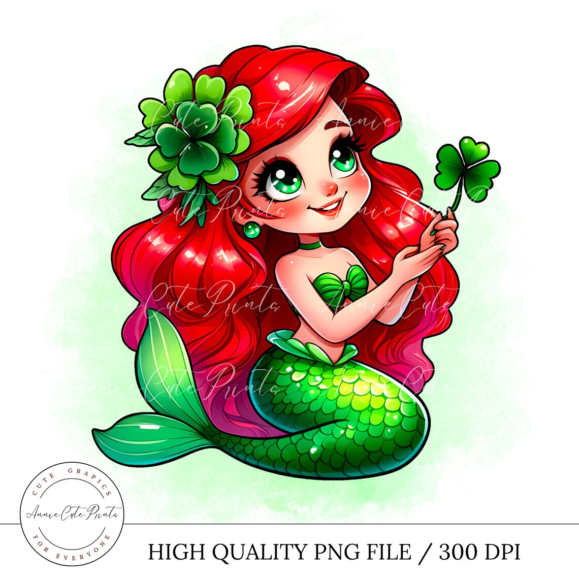 Cute Ariel Mermaid PNG Clipart Transparent Background Digital Instant ...