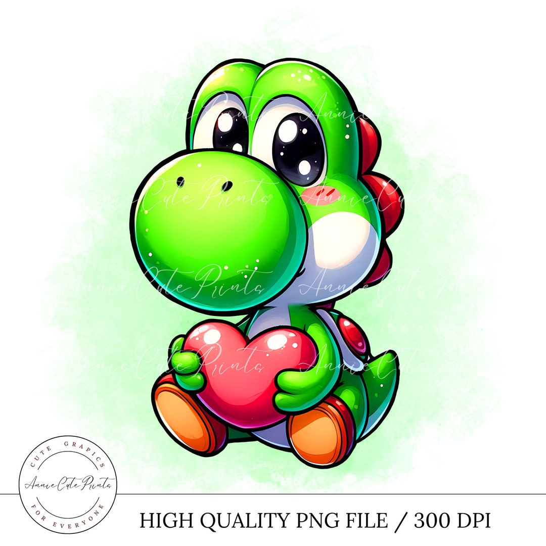 Cute Valentine Yoshi From Super Mario Clipart, Love Day Prints, Baby ...