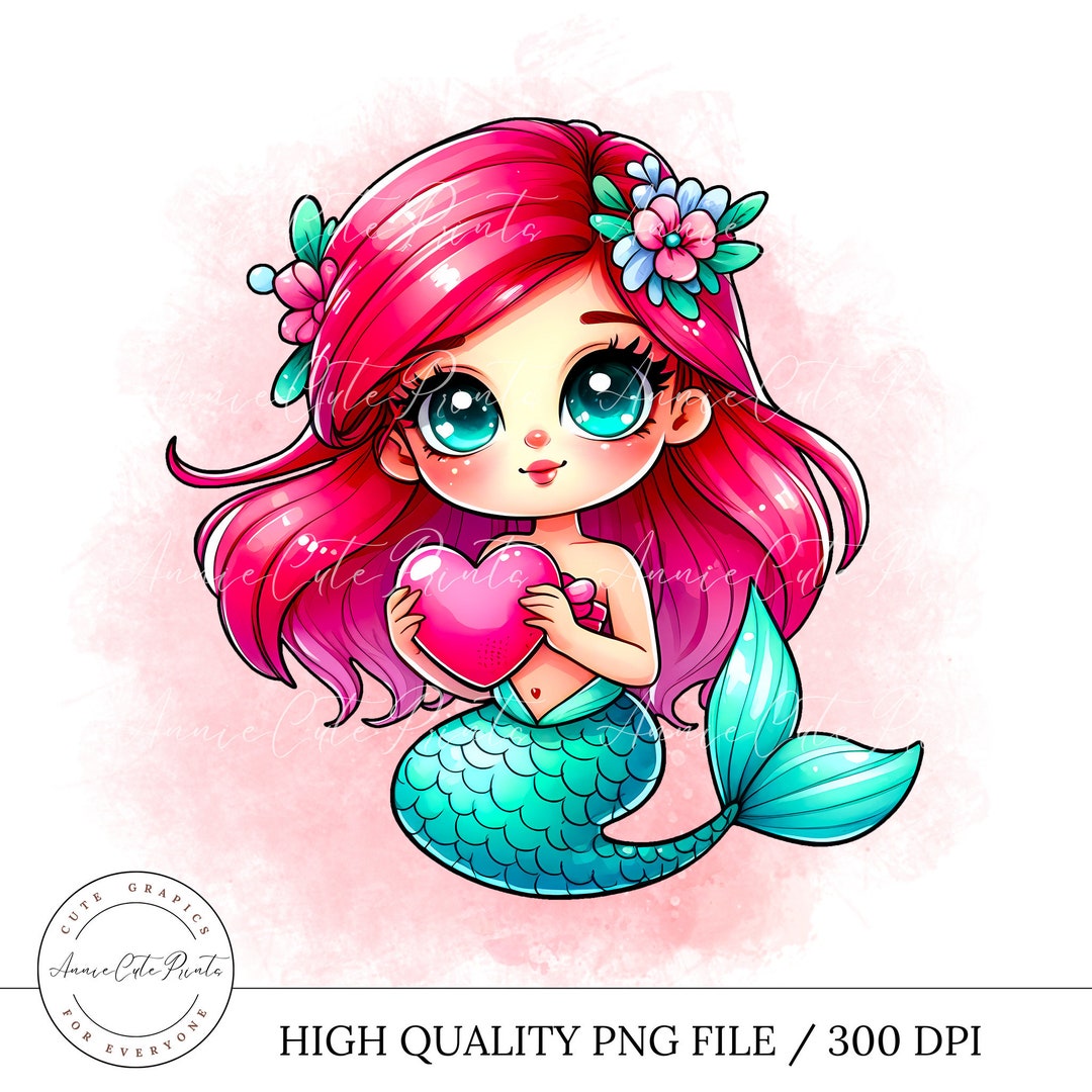 Cute Valentine Ariel Mermaid PNG Clipart - Transparent Background ...