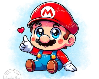 Cute Luigi From Super Mario Clipart - Super Mario Prints - Baby Shower ...