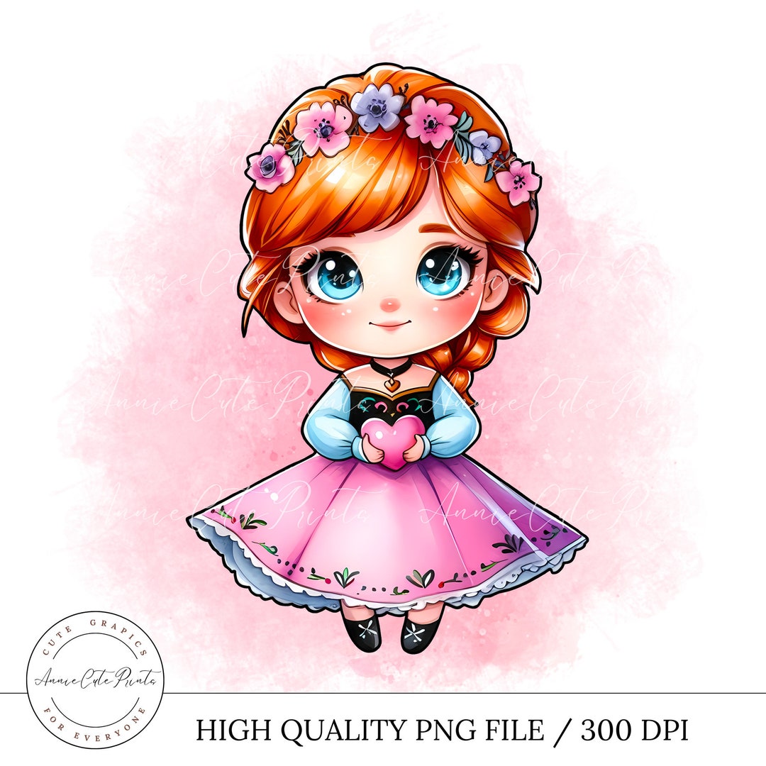 Cute Anna Frozen PNG Clipart - Transparent Background - Digital Instant ...