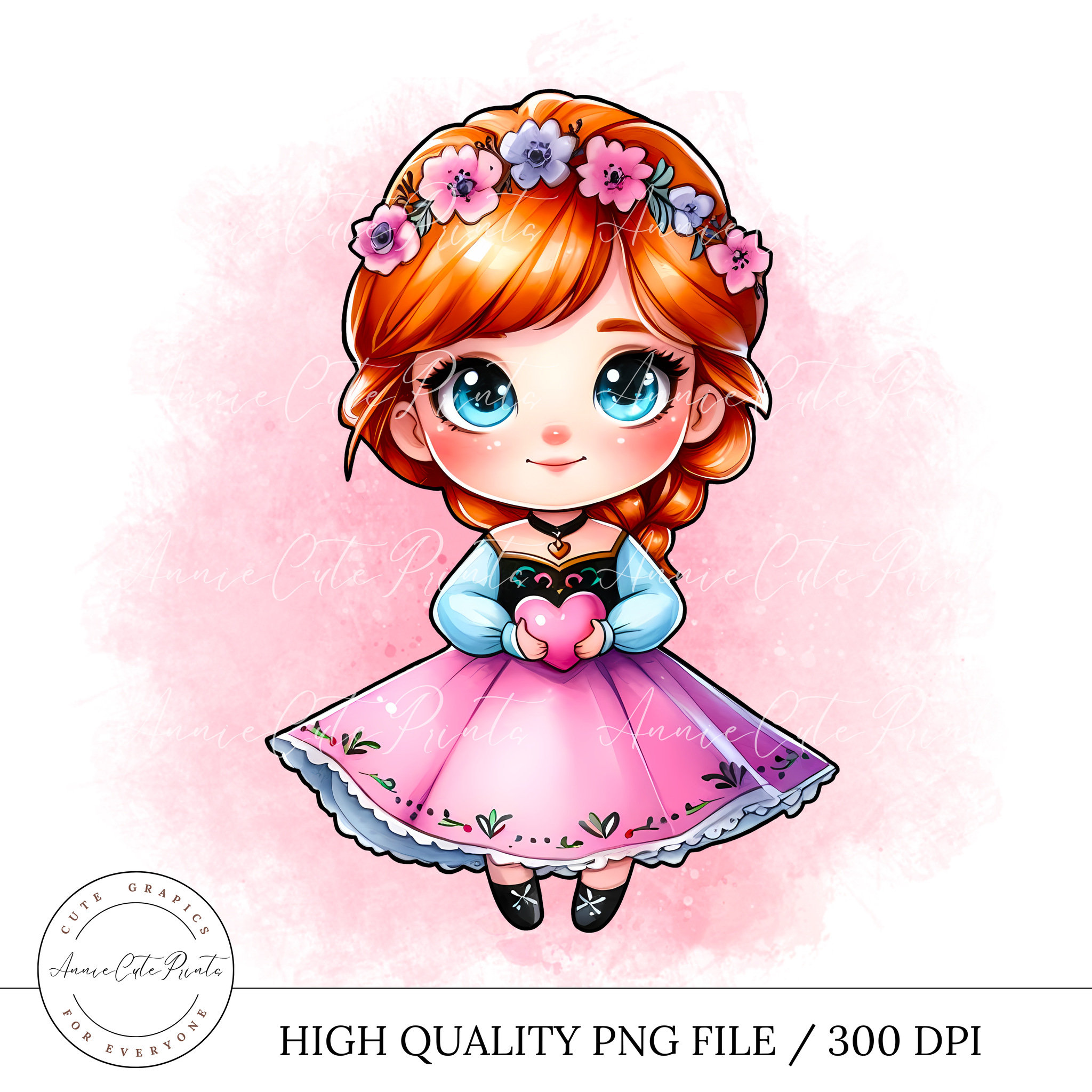 Cute Anna Frozen PNG Clipart - Transparent Background - Digital Instant ...