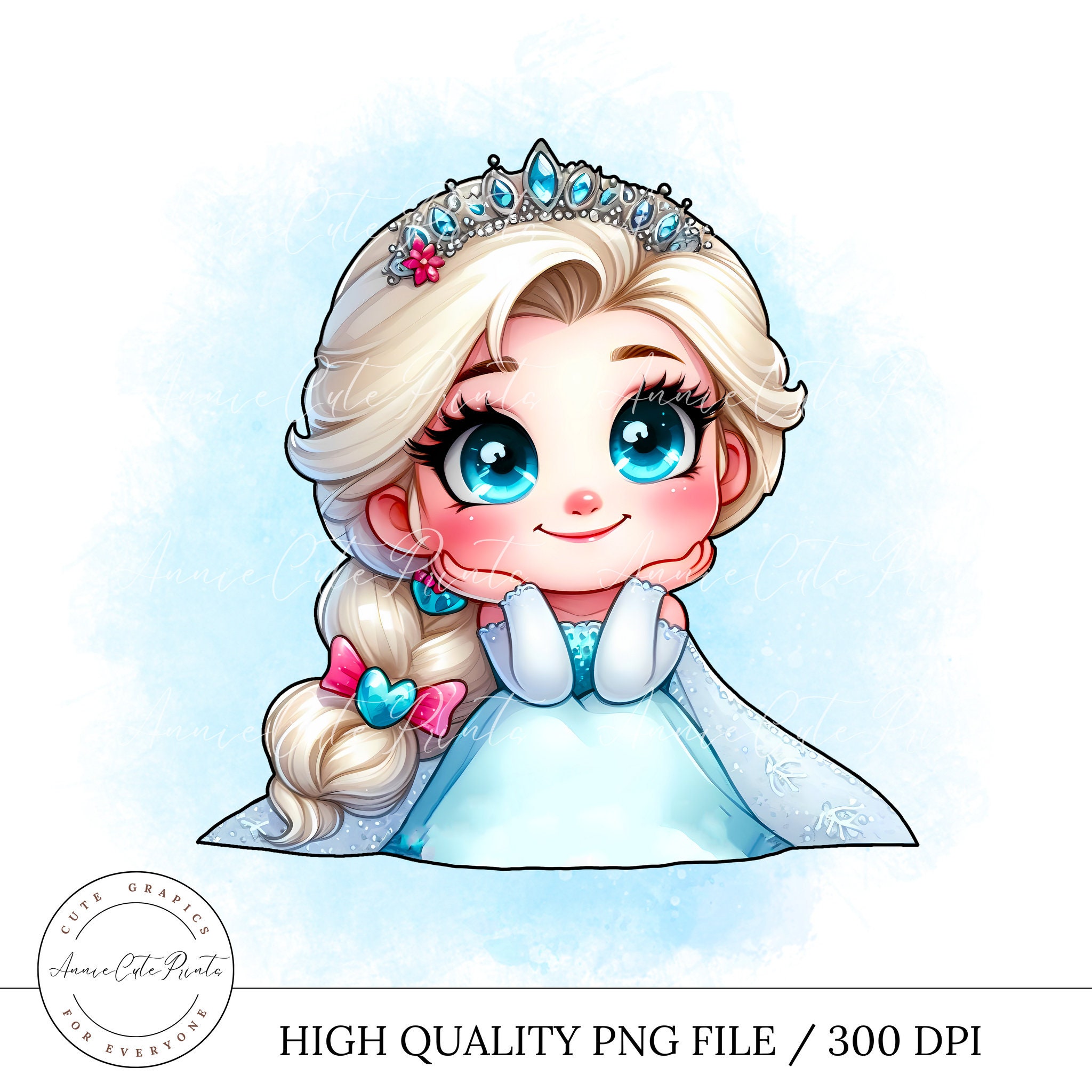 Cute Elsa Princess PNG Clipart Transparent Background Digital Instant ...