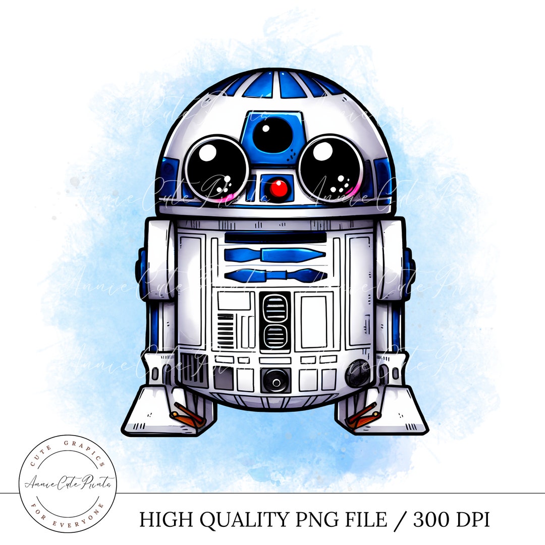 Cute R2-D2 Robot Clipart - Transparent Cutting File, Printable File - Watercolor Digital Style ...