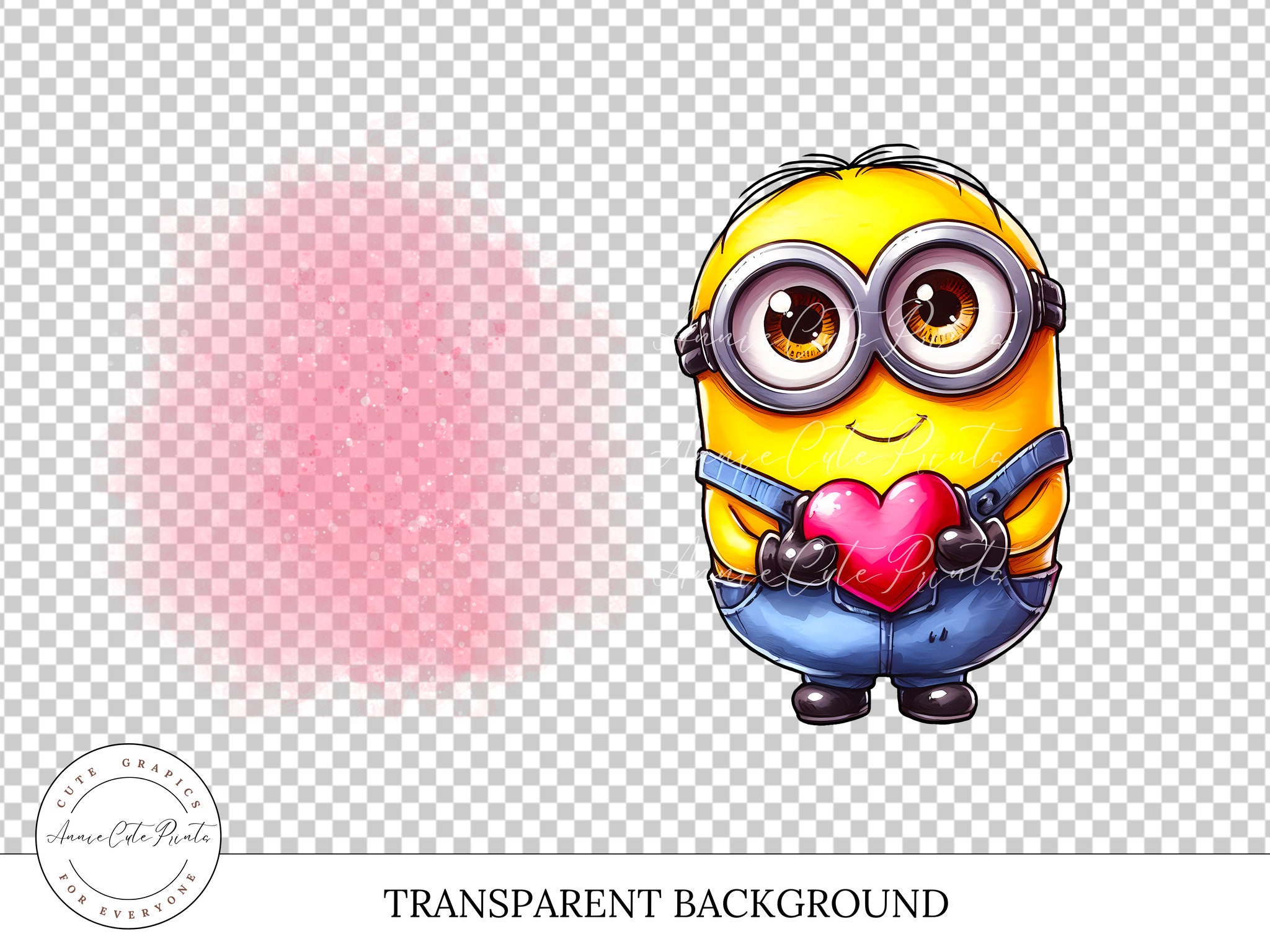 Cute Minions Printable Clipart PNG Valentine's Day Print, Sublimation ...