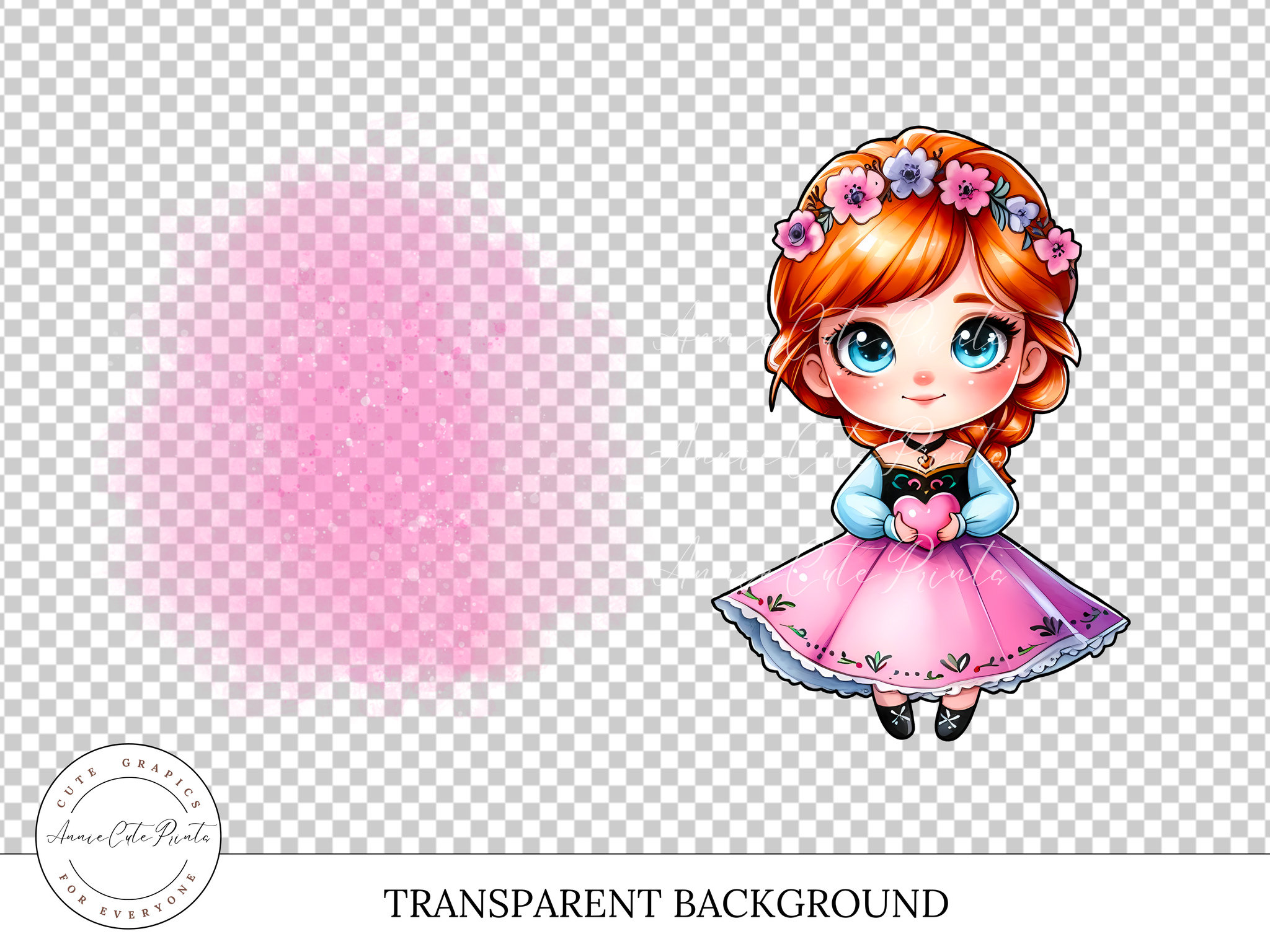 Cute Anna Frozen PNG Clipart - Transparent Background - Digital Instant ...