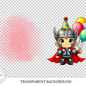 Cute Superhero Birthday Clipart Digital Cartoon Character Birthday Gift ...