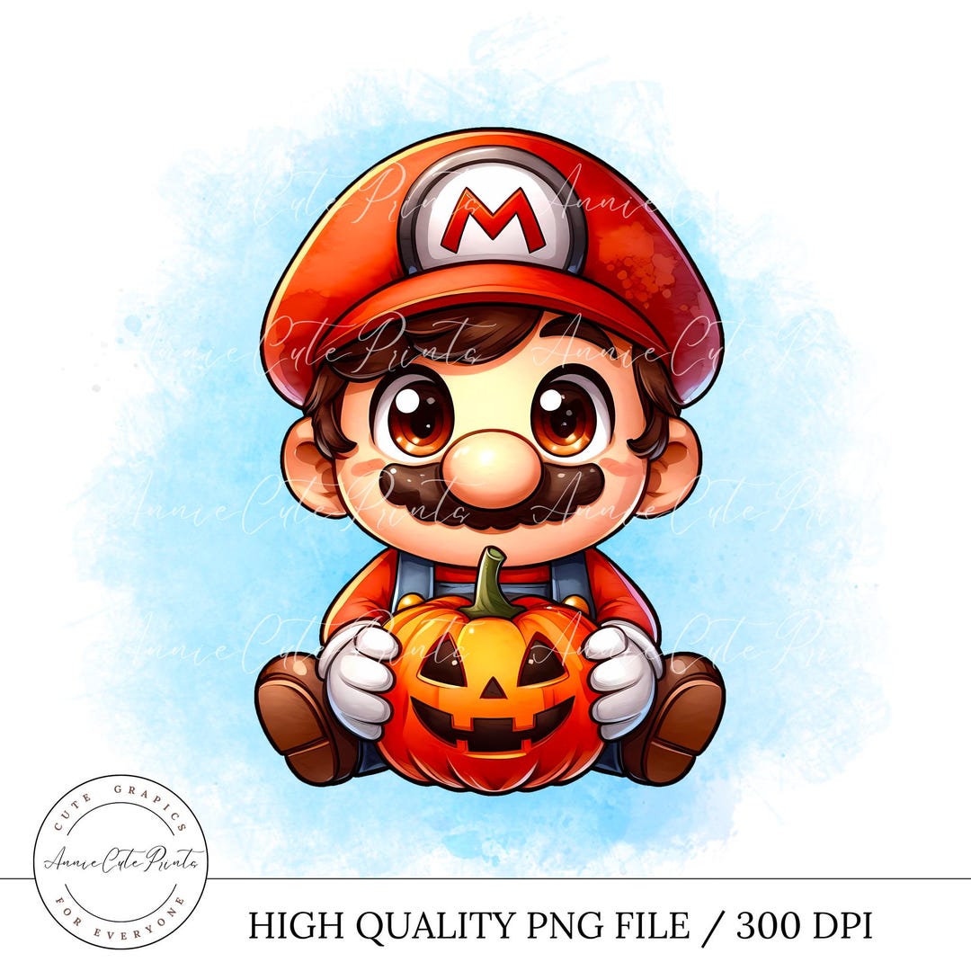 Cute Super Mario Clipart - Super Mario Prints Halloween Decor - Gaming ...
