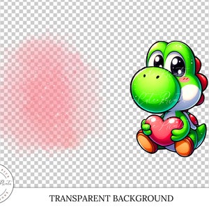 Cute Valentine Yoshi From Super Mario Clipart, Love Day Prints, Baby ...