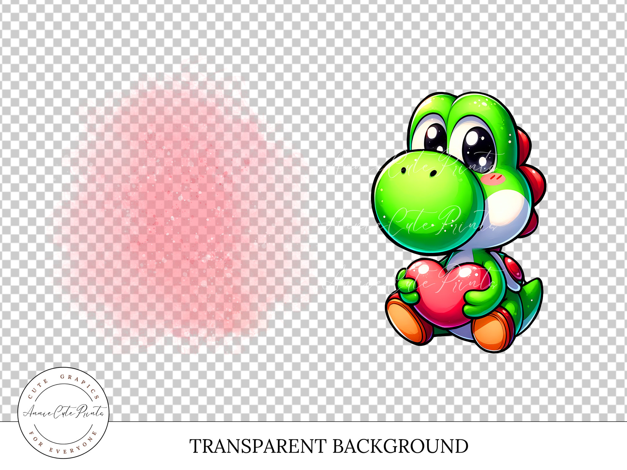 Cute Valentine Yoshi From Super Mario Clipart, Love Day Prints, Baby ...