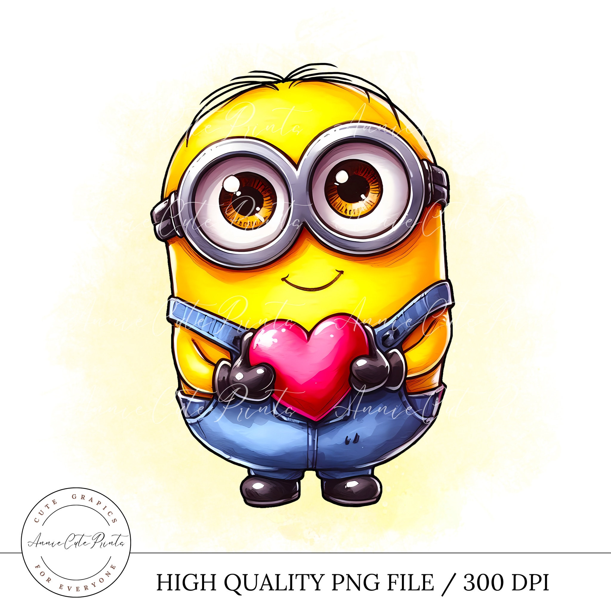 Cute Minions Printable Clipart PNG Valentine's Day Print, Sublimation ...