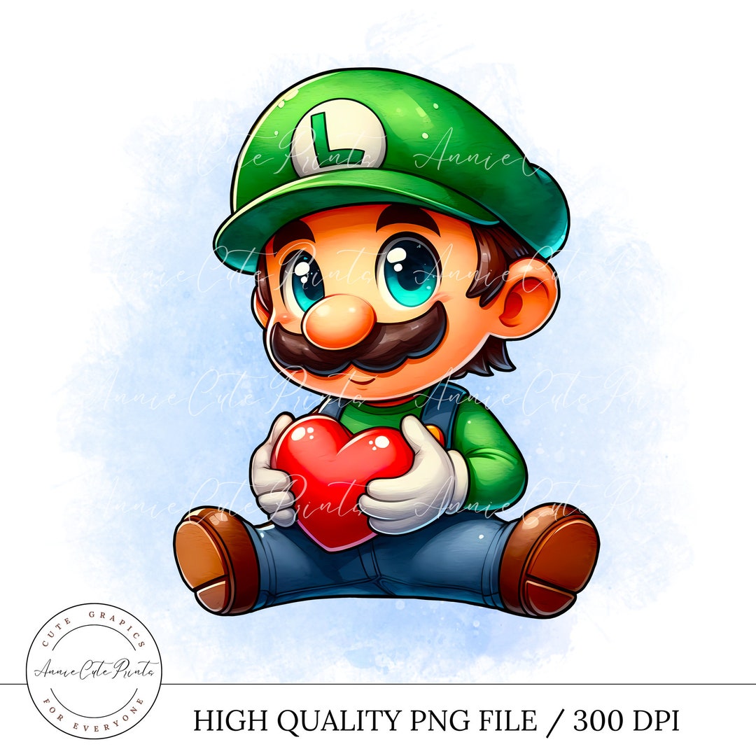 Cute Valentine Luigi From Super Mario Clipart, Super Mario Love Day ...