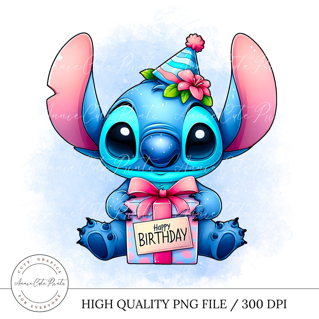 Cute Birthday Stitch PNG Clipart, Transparent Background, Digital ...