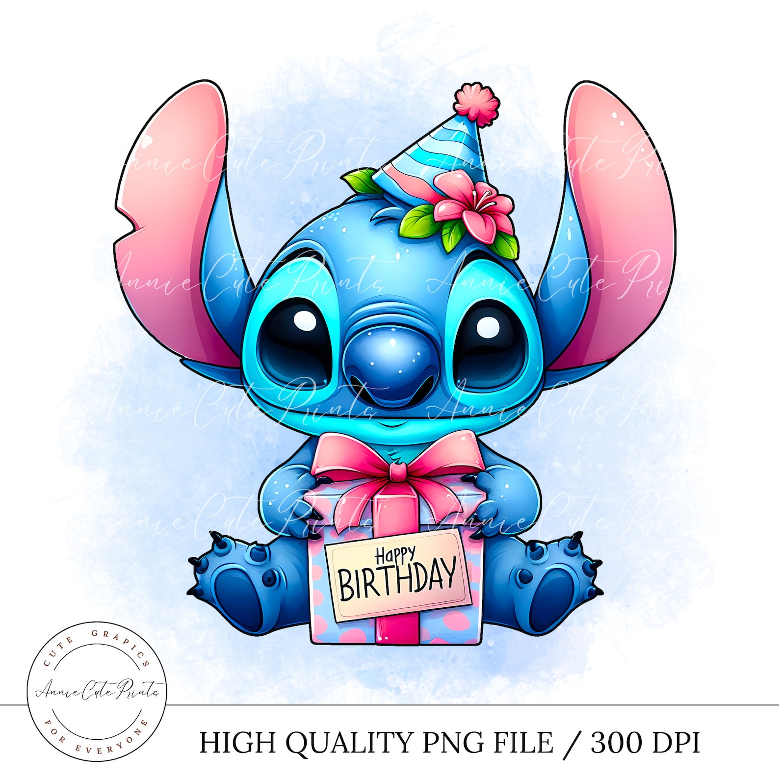 Cute Birthday Stitch PNG Clipart, Transparent Background, Digital ...