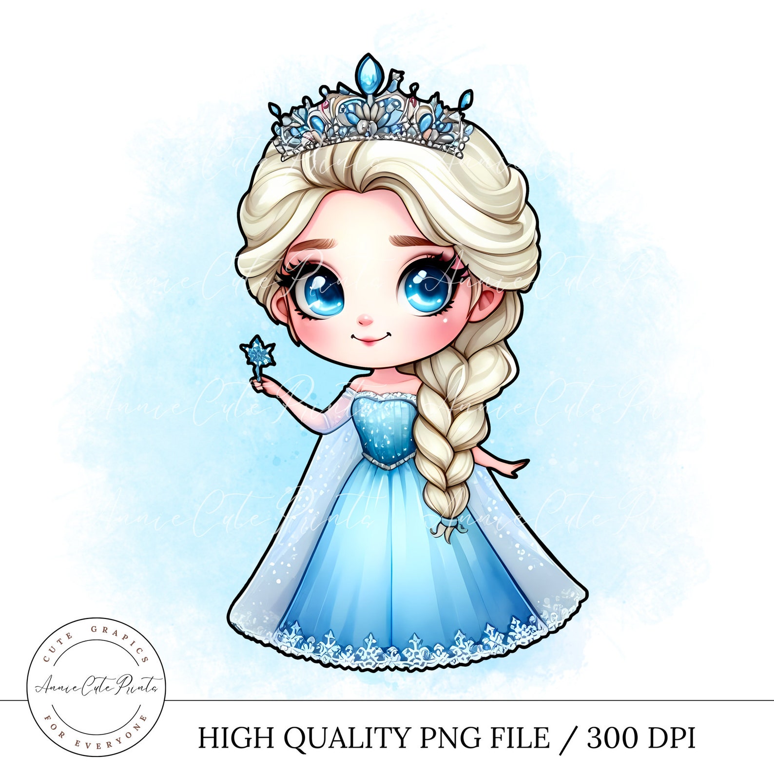 Cute Elsa Frozen PNG Clipart - Transparent Background - Digital Instant ...