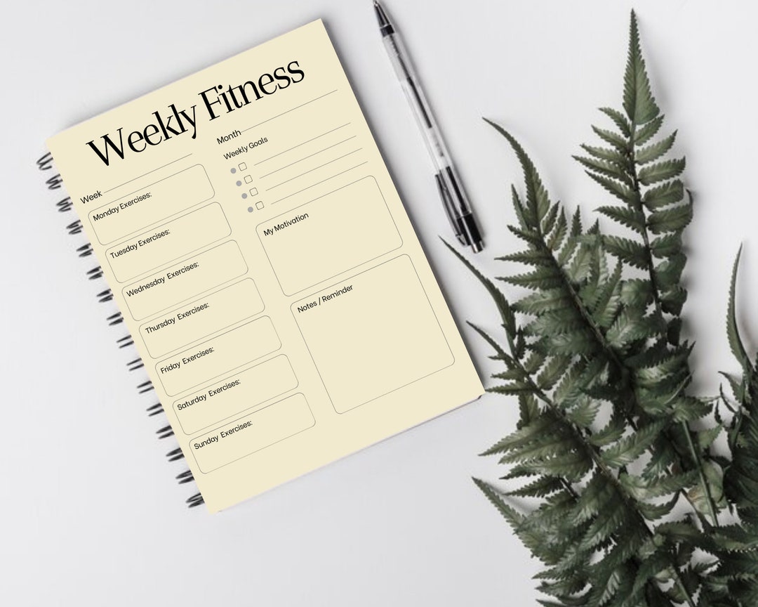 Beige Simple and Minimal Printable Weekly Fitness Planner Helps to Stay ...