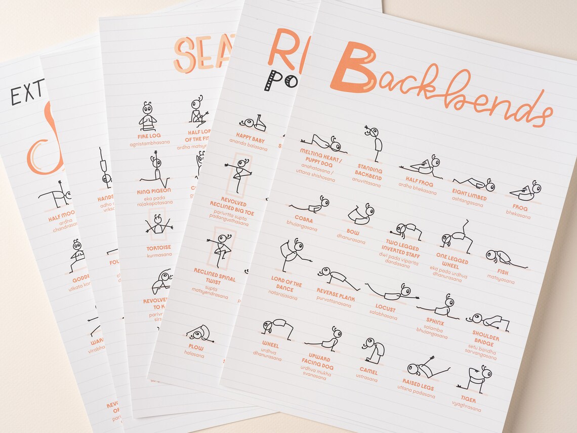 Yoga Pose Cheat Sheet Yoga Poses Learn Sanskrit Names Yoga Stick Figure ...