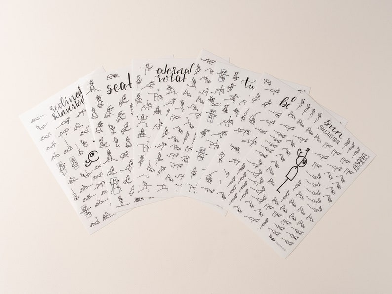 Yoga Stick Figure Stickers Yoga Class Preparation for Yoga Teachers ...