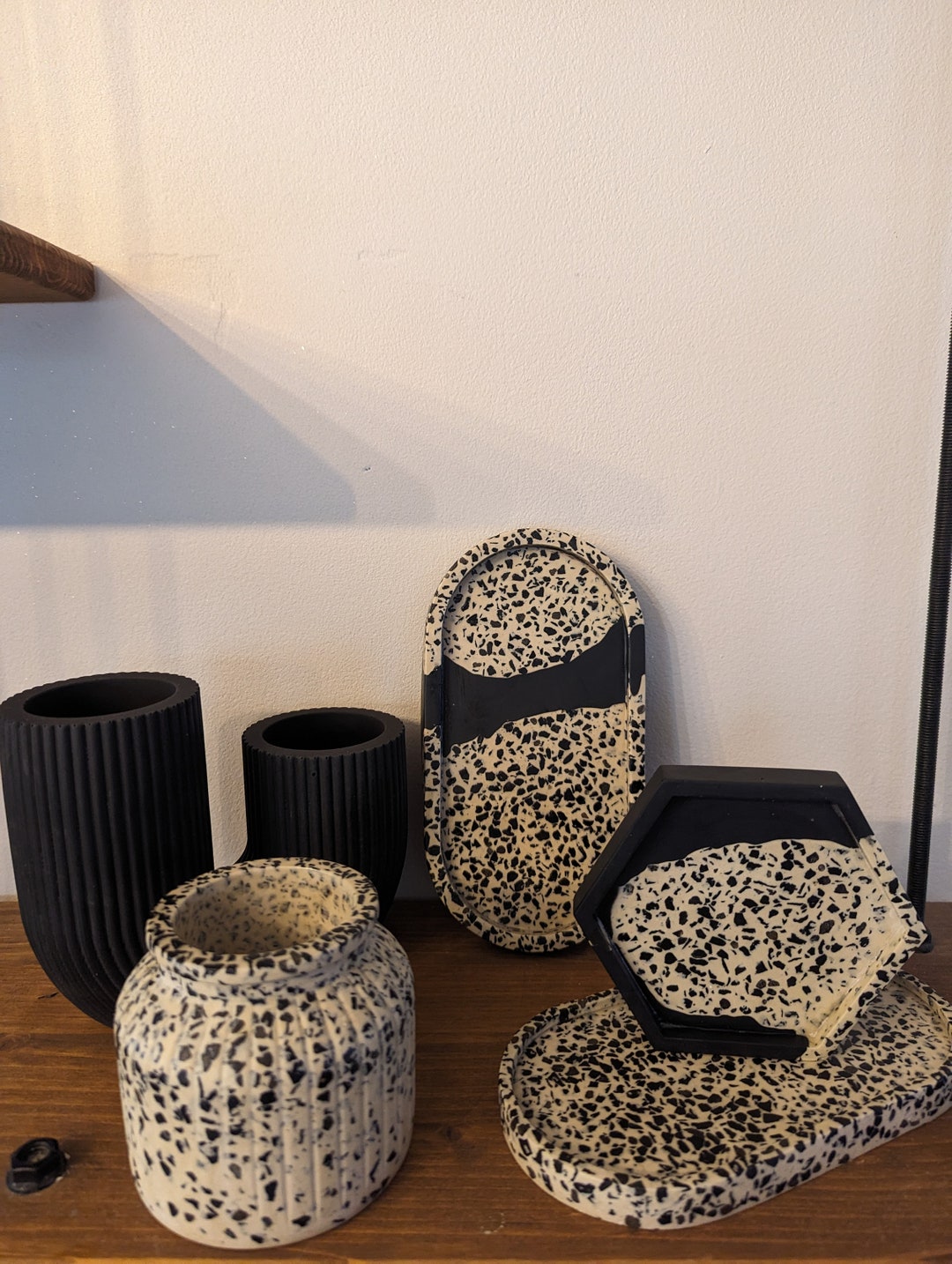 Black Jesmonite Vase - Etsy