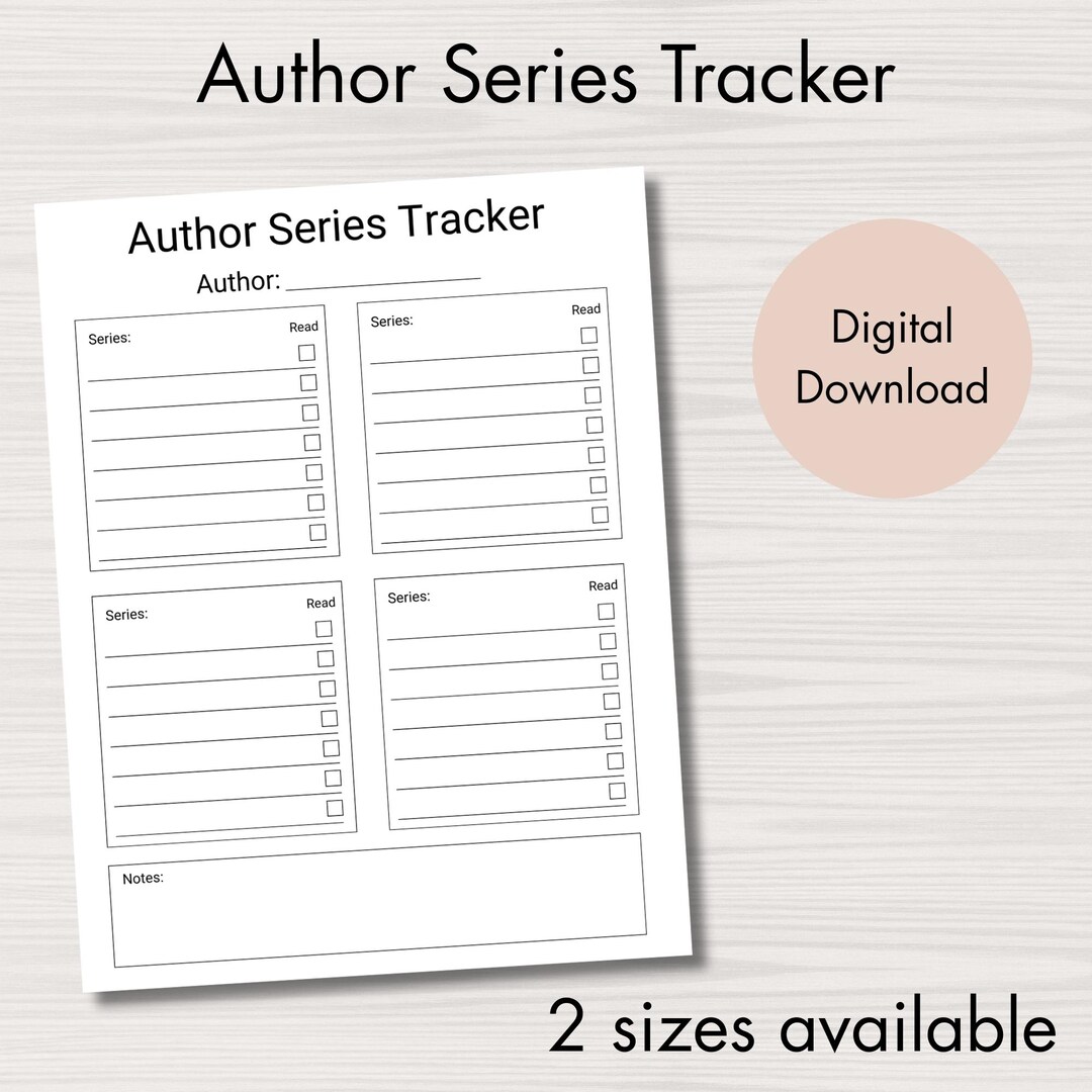 Book Journal Series Tracker, Tracker for Favourite Author, Printable ...