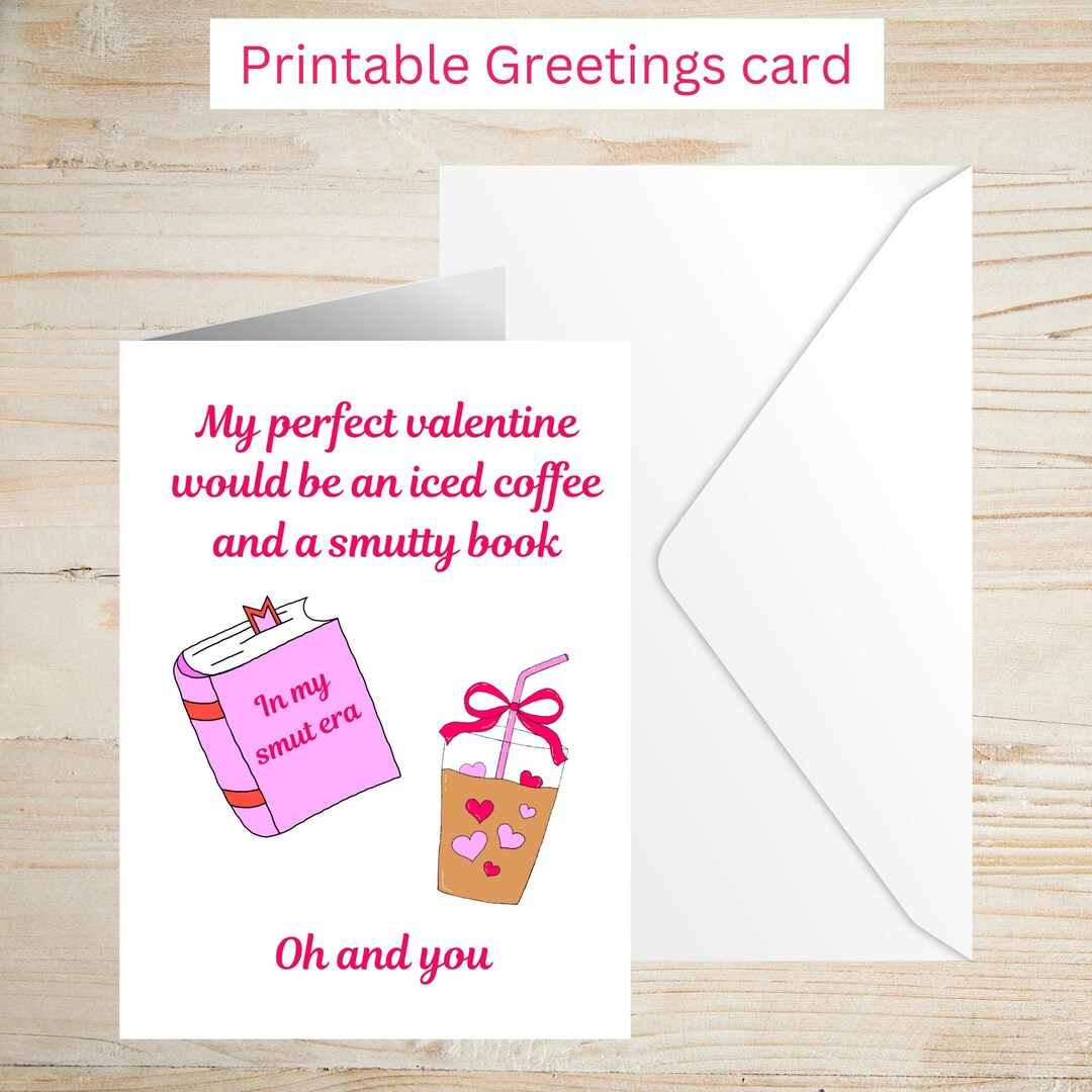Printable Cute and Funny Valentines Card for Bookish Coffee Lovers. PDF ...