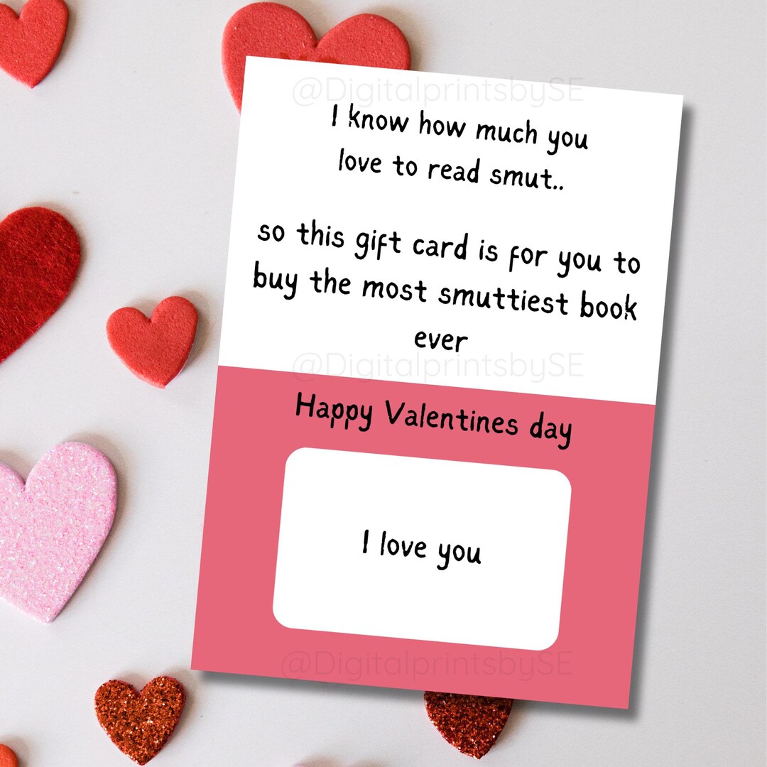 Printable Bookish Valentine Gift Card Holder, Valentines Day Treat Card ...