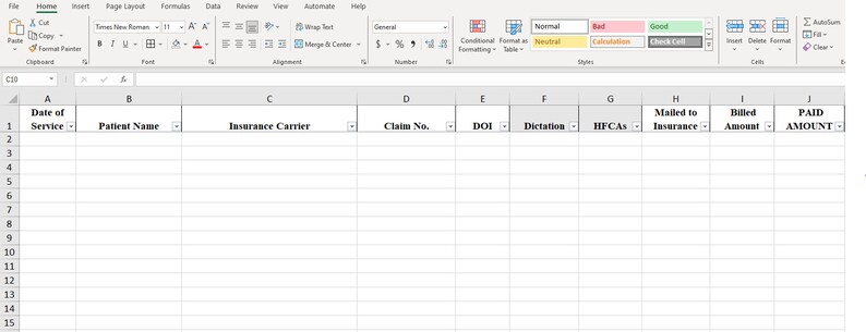 Insurance Claim Tracking Spreadsheet - Etsy