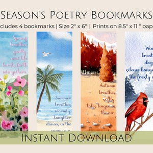 Season's Poetry Bookmarks | Printable Seasonal Page Finder Holiday ...