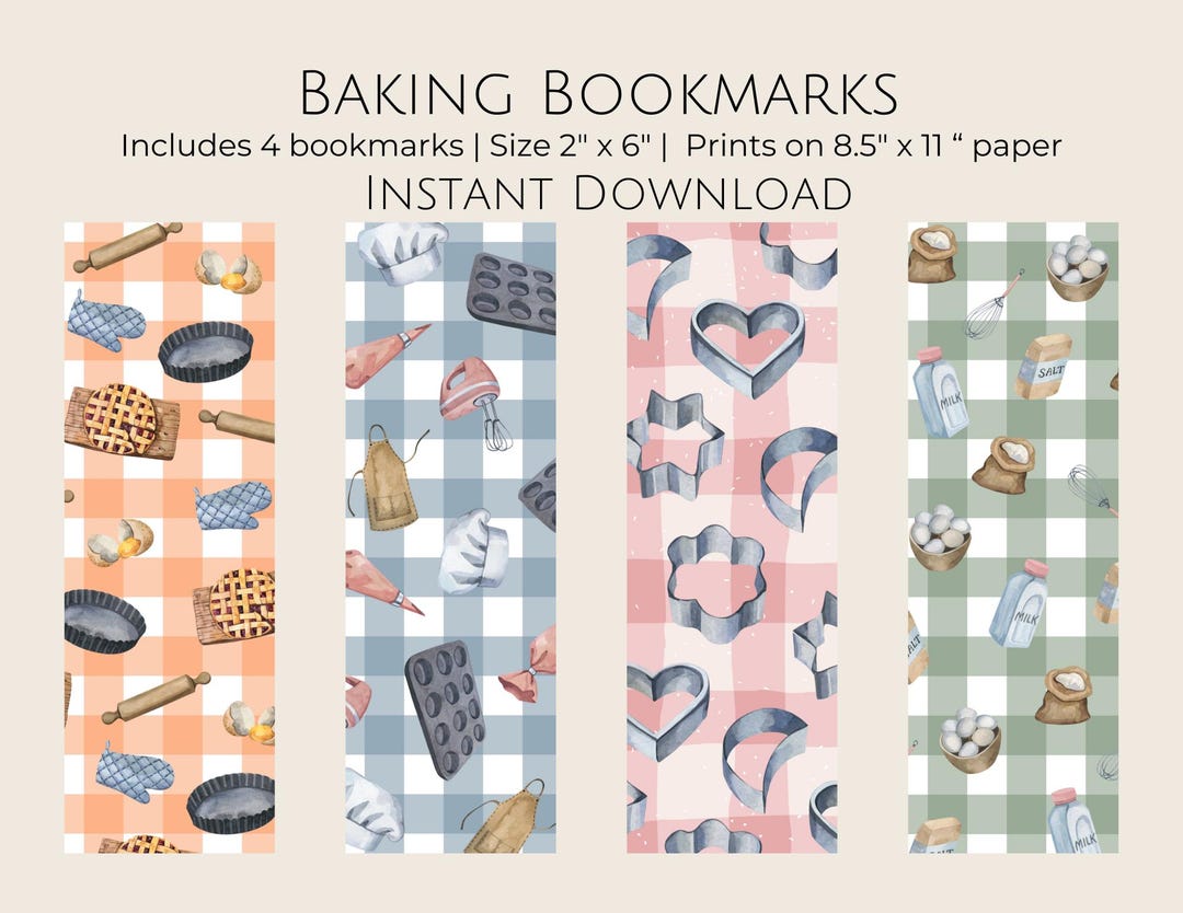 Baking Bookmarks | Printable Cookbook Bake Cooking Bundle Cute ...