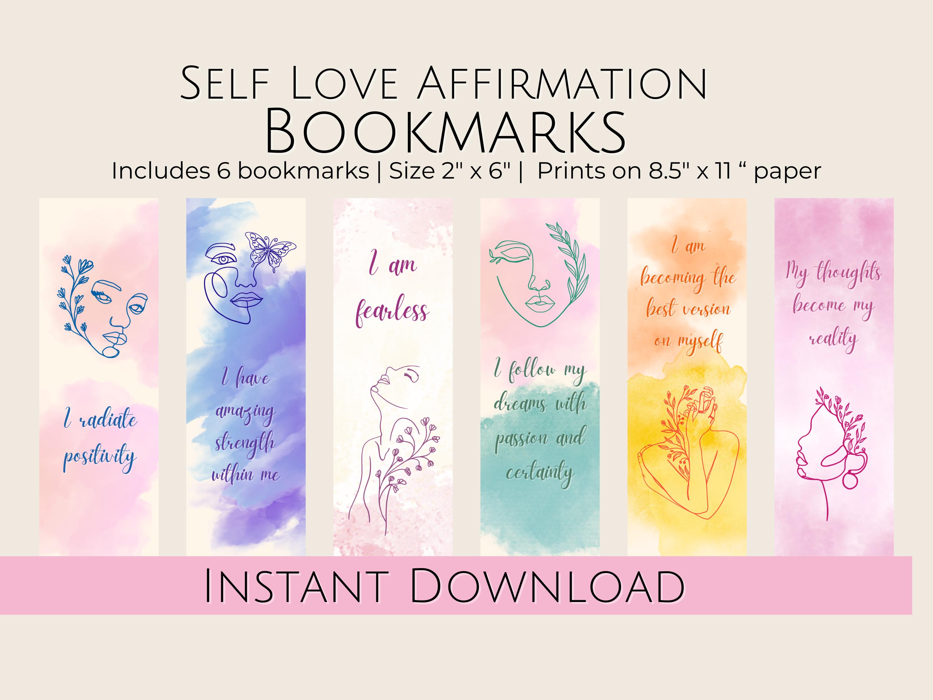 Self Love Affirmation Printable Bookmarks | Women Empowerment Positive ...