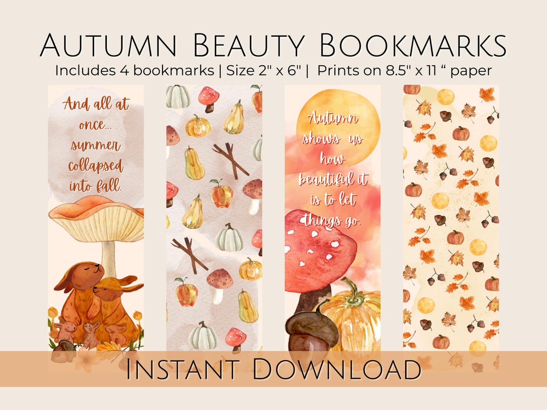 Autumn Beauty Bookmarks | Printable Set Fall Reading Accessories ...
