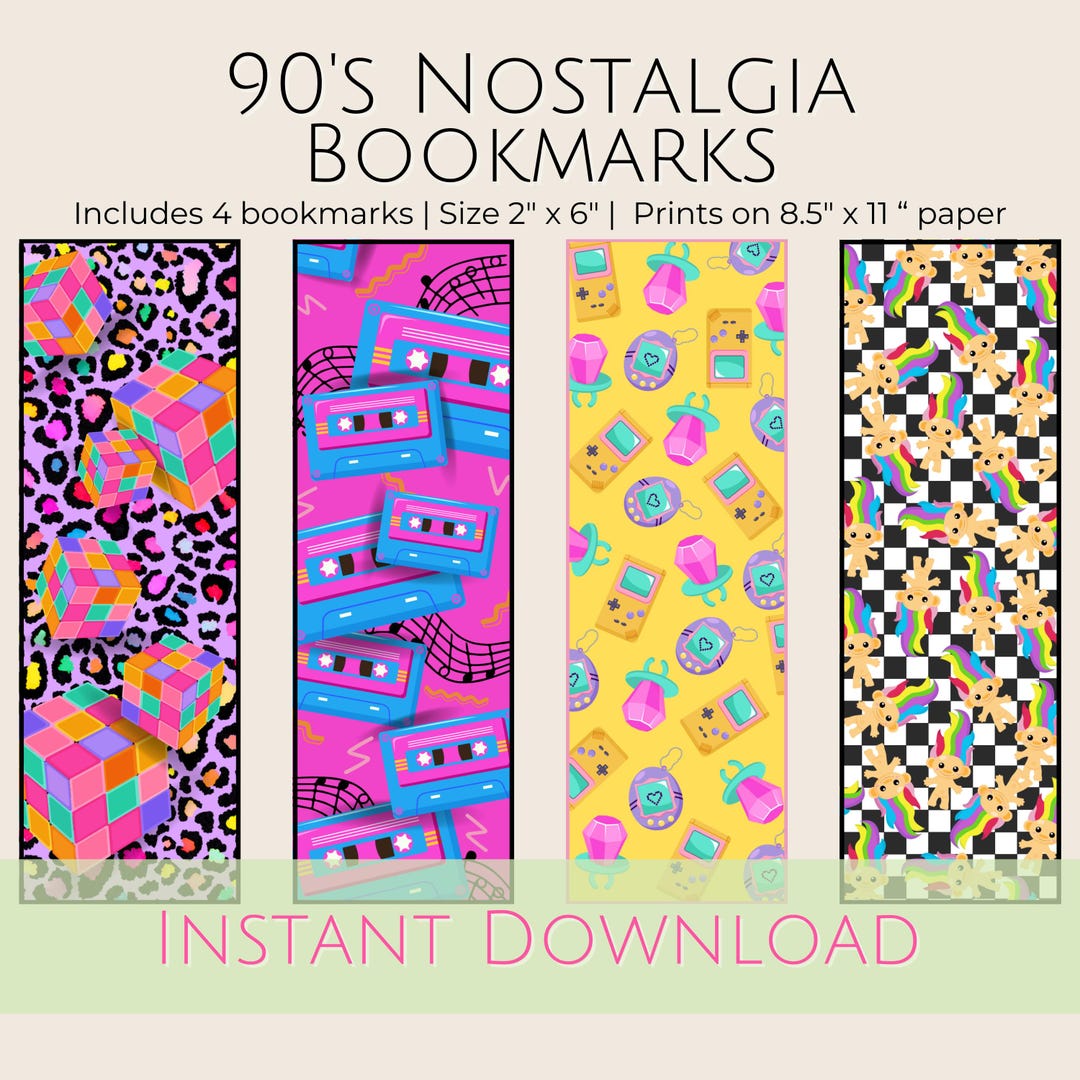 90s Nostalgia Bookmarks | Retro Y2K Designs (digital Download) - Etsy UK