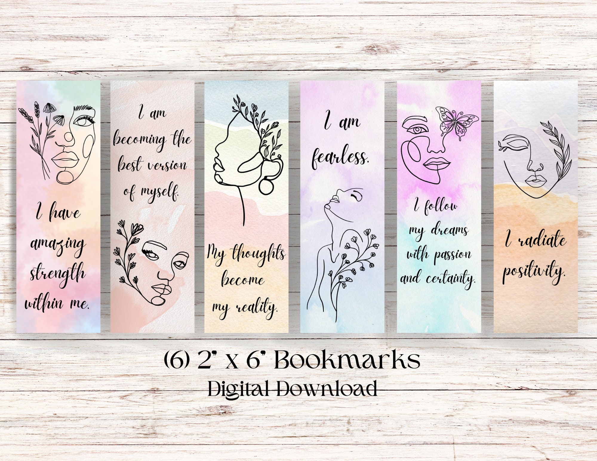 Feminine Affirmation Printable Bookmarks Women Empowerment Positive ...