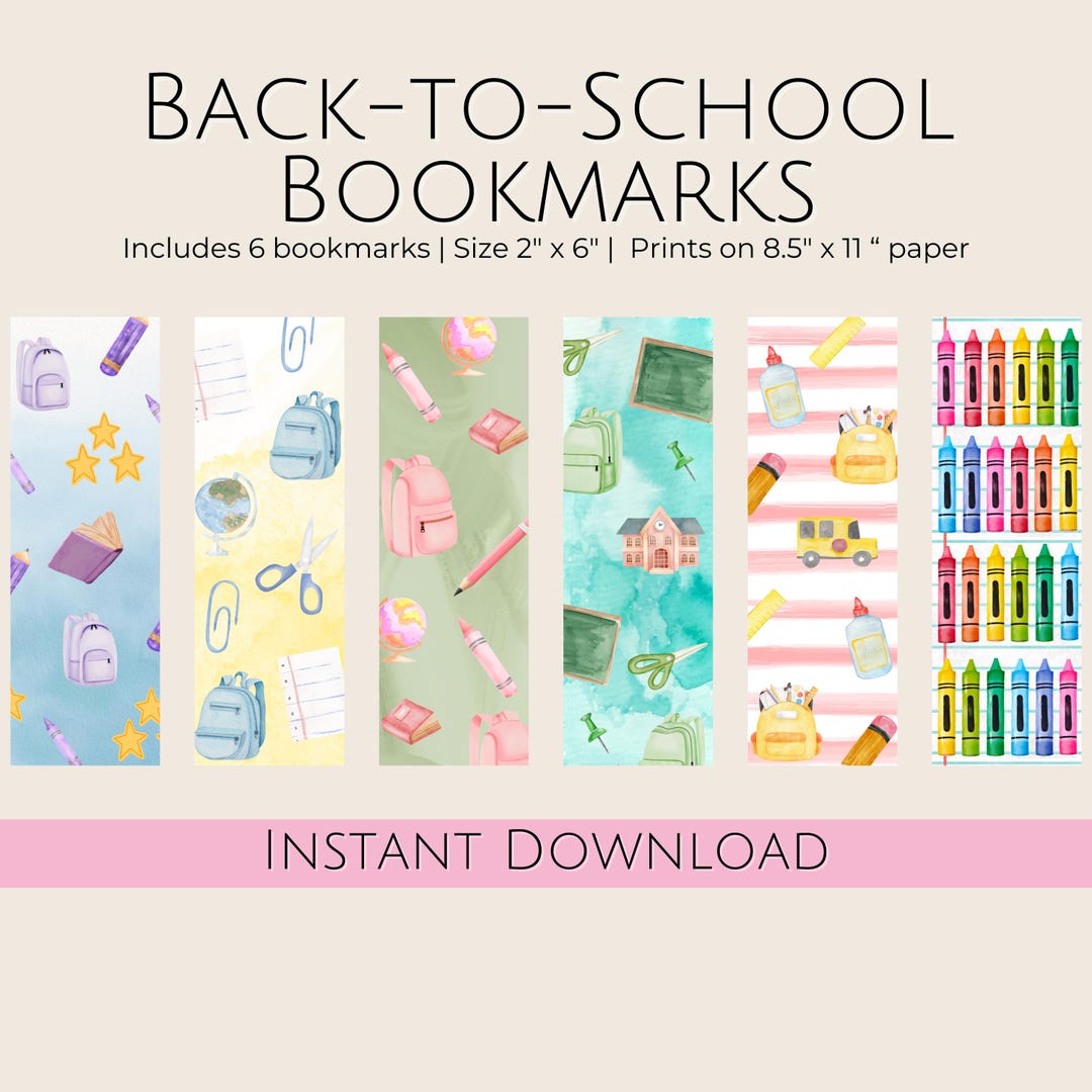 Rainbow School Bookmarks | Printable Kids Teacher Gifts (digital ...