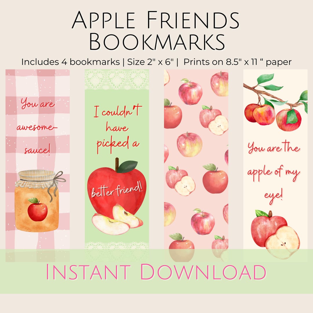 Apple Friends Bookmarks | Printable Nature Inspiration Positive ...